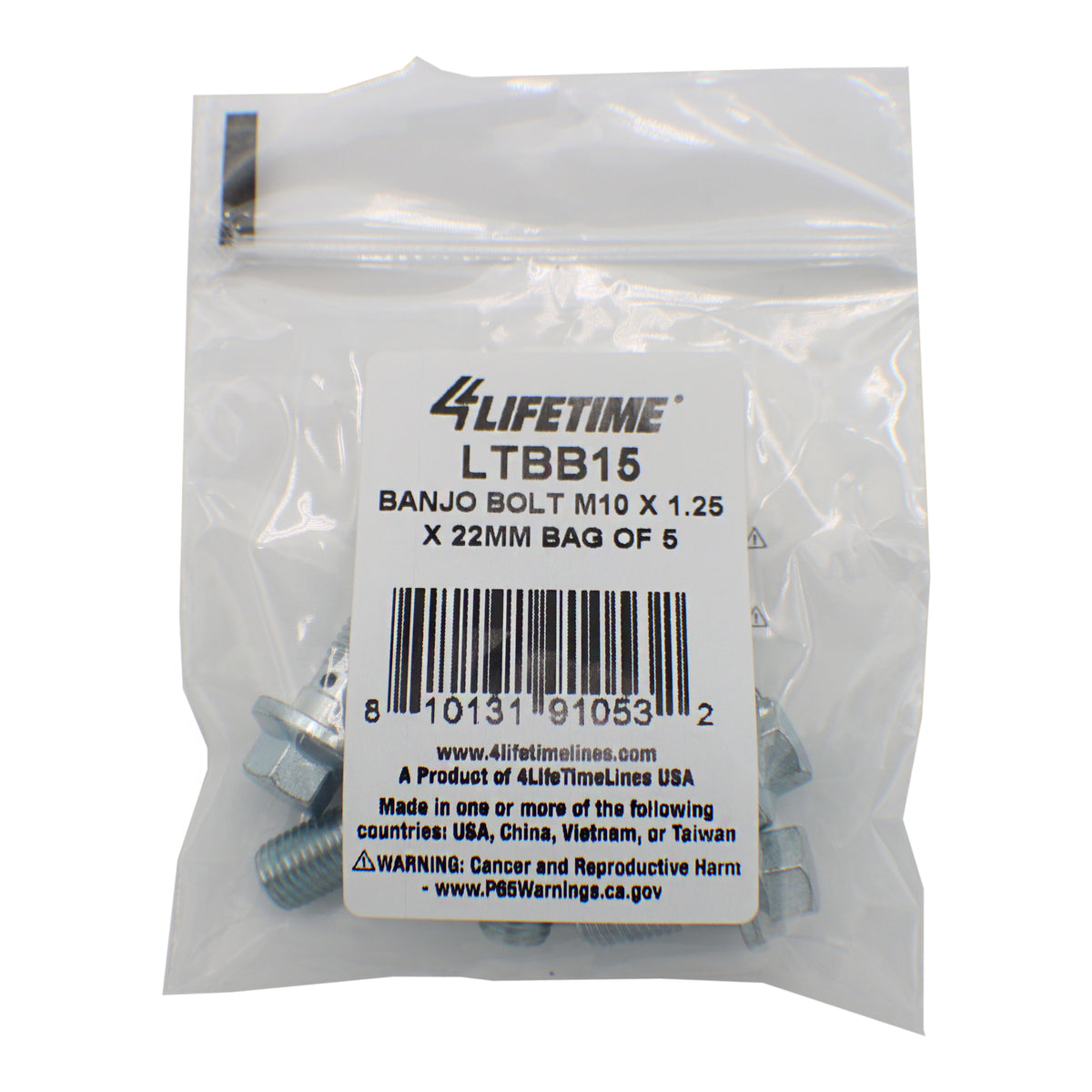 M10 × 1.25 Banjo Bolts 22 mm – 5-Pack | 4LifetimeLines