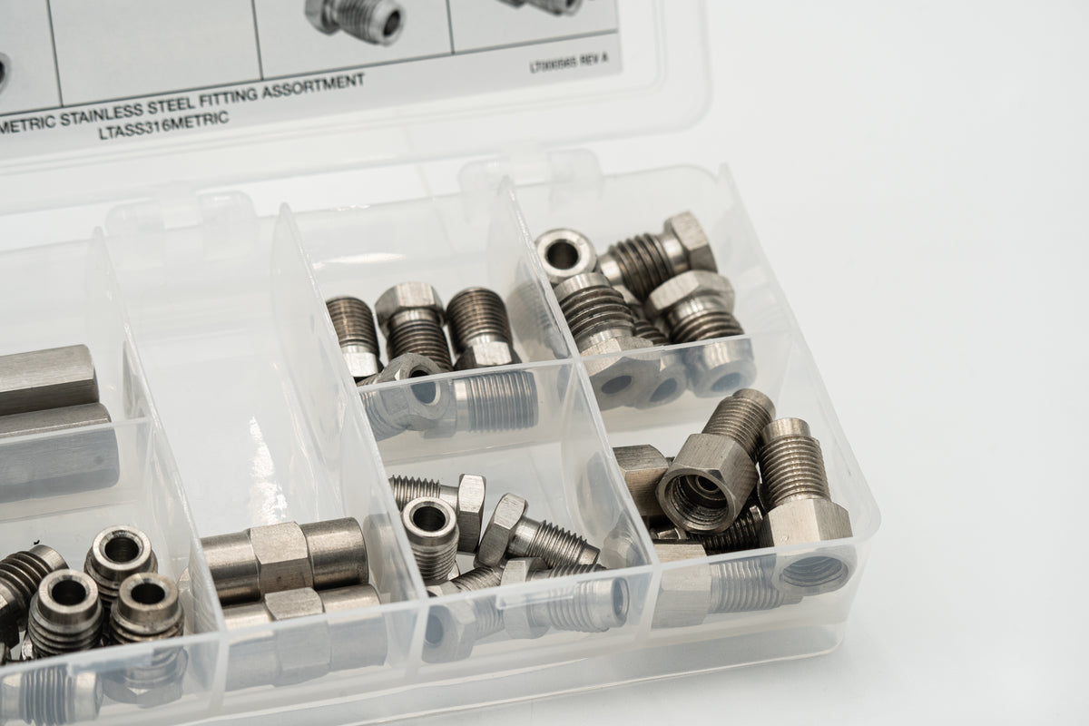 3/16" Stainless Steel Metric Brake Fitting Kit – 9-Piece Assortment ...