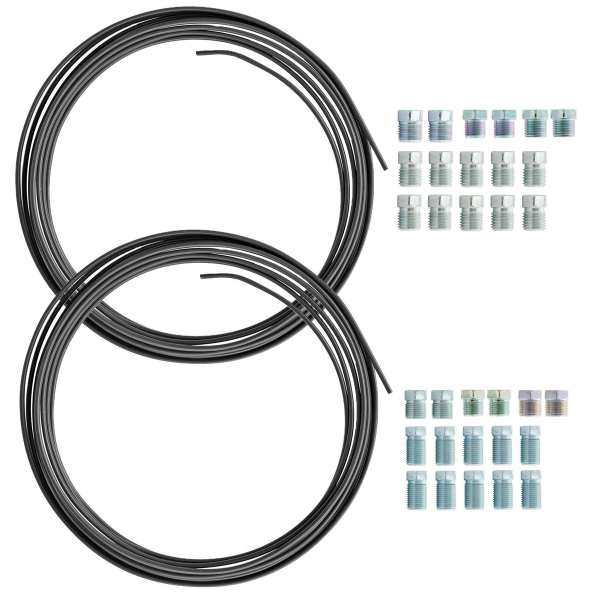 25 ft 3/16" and 1/4" PVF-Coated Galvanized Steel Brake Line Kit | 32 F ...