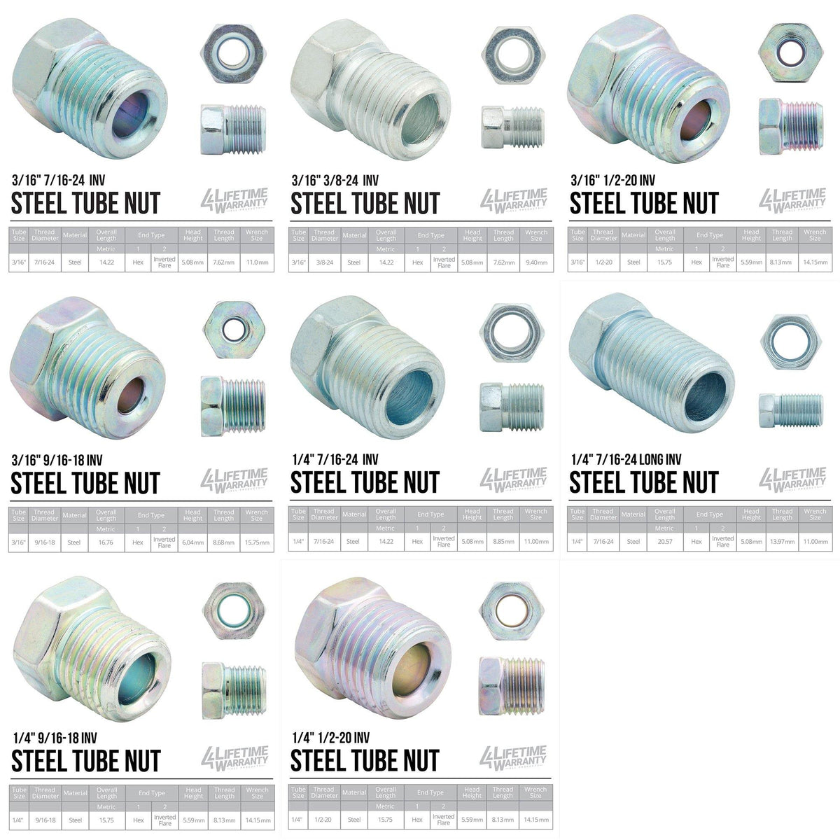 25 ft 3/16" and 1/4" PVF-Coated Galvanized Steel Brake Line Kit | 32 F ...